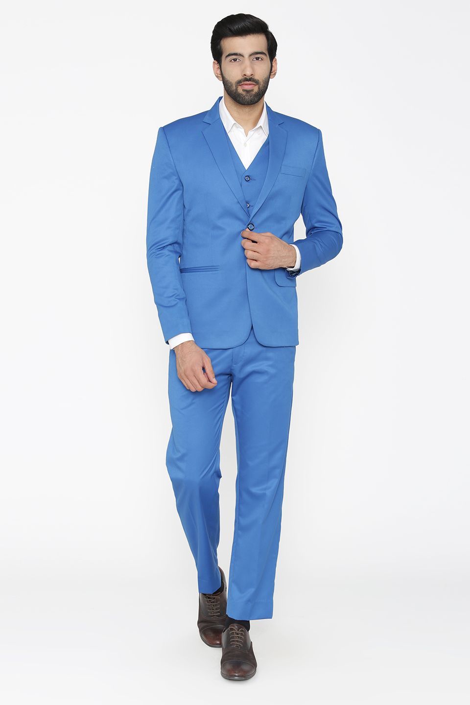 Wintage Men's Polyester Cotton and Evening 3 Pc Suit : Blue