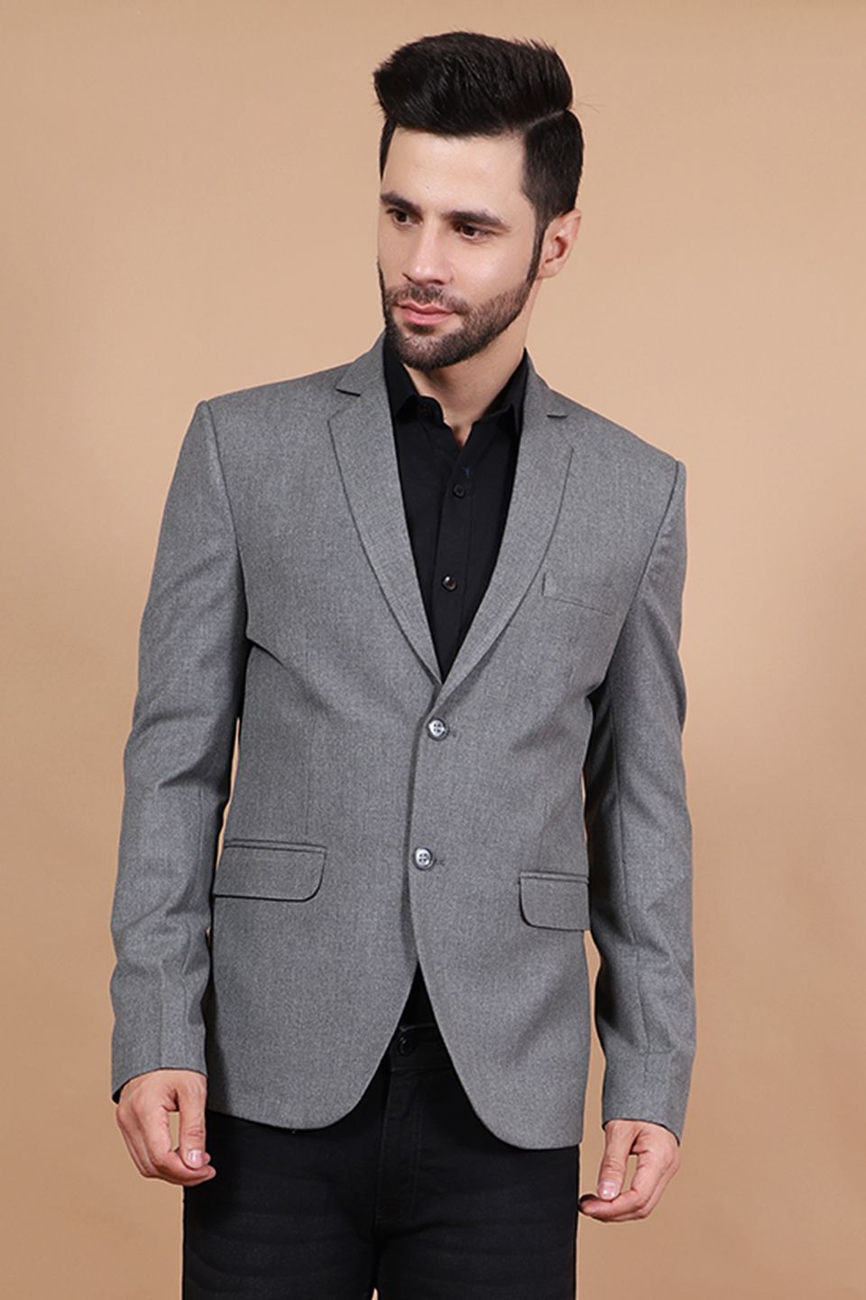Buy WINTAGE Men's Polyester Cotton Grey Blazer : Grey