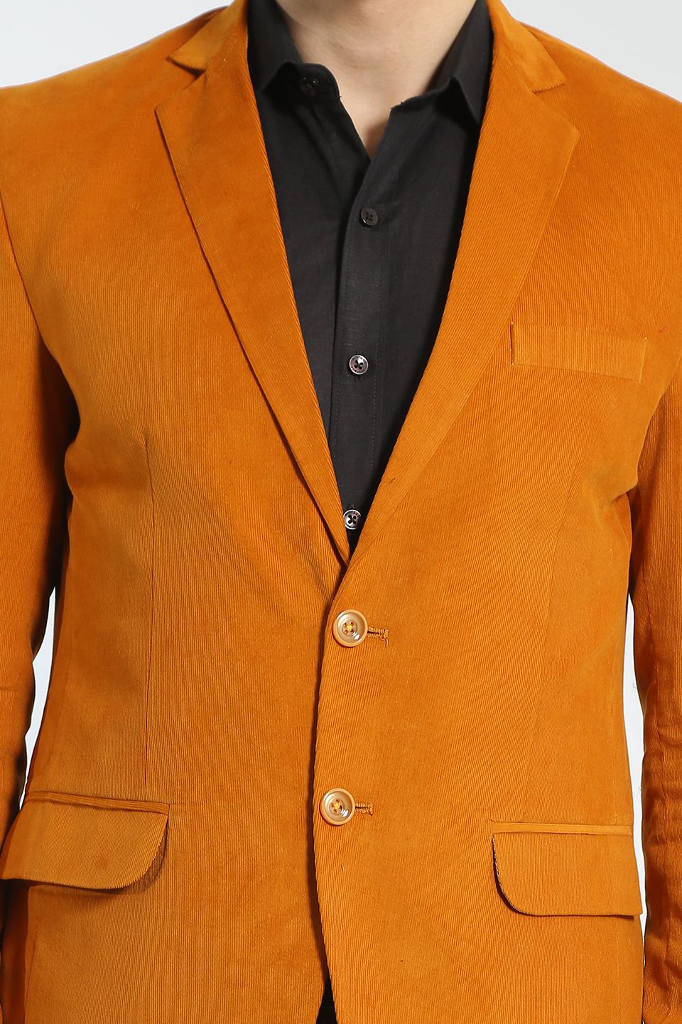 WINTAGE Men's Corduroy Cotton Orange Blazer : Orange