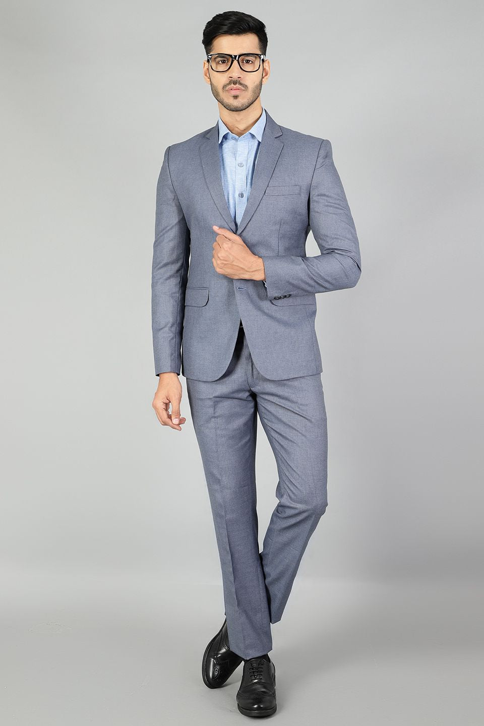 Buy Polyester Cotton Plain Blue Suit From WINTAGE Online